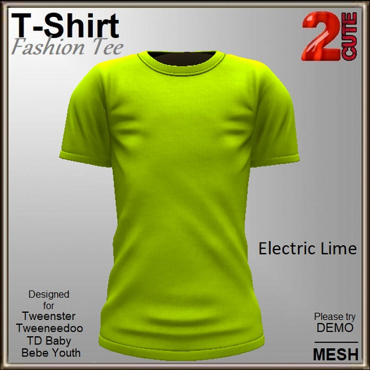 Second Life Marketplace - Fashion Tee [2cute] Electric Lime